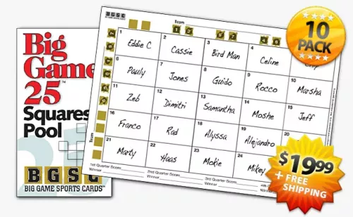 Football Scratch Card Games - 25 Squares Pool | Free Shipping!